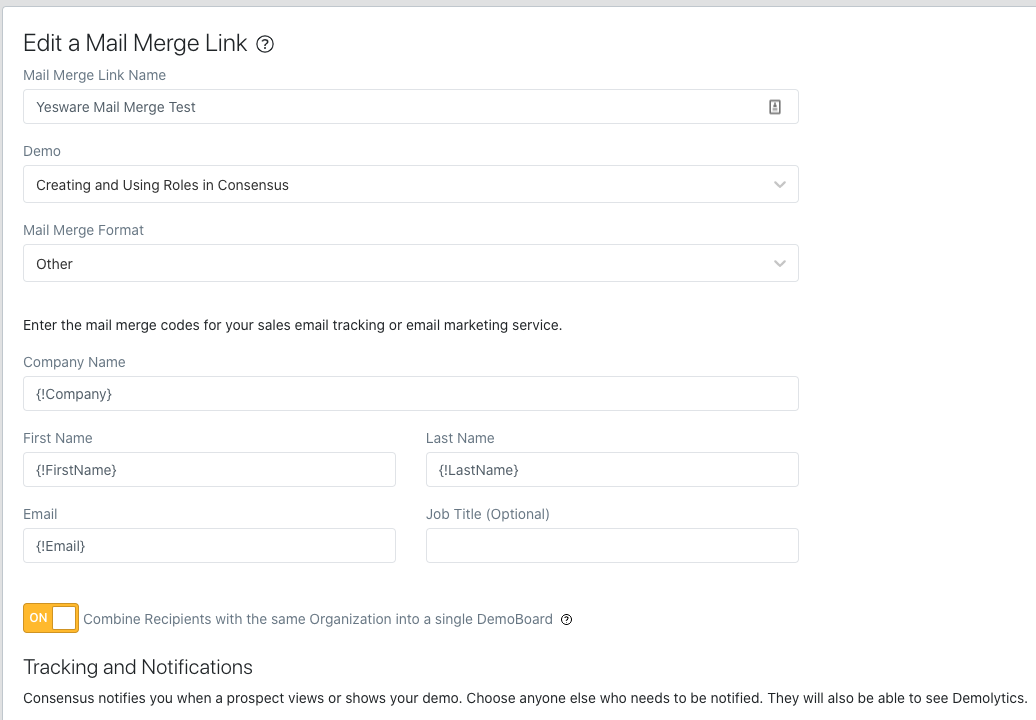 Yesware - Mail Merge Demo Link