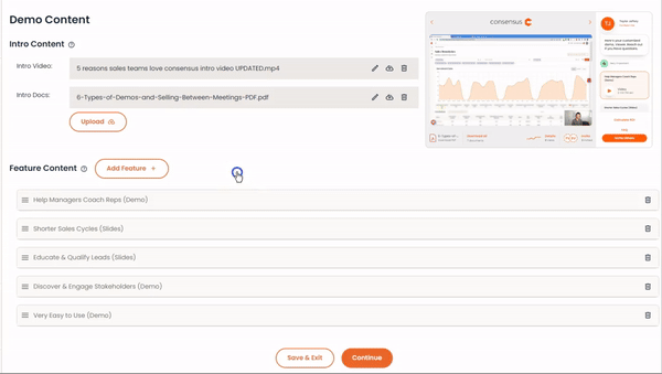 How to reorder features in a Standard Personalization Demo